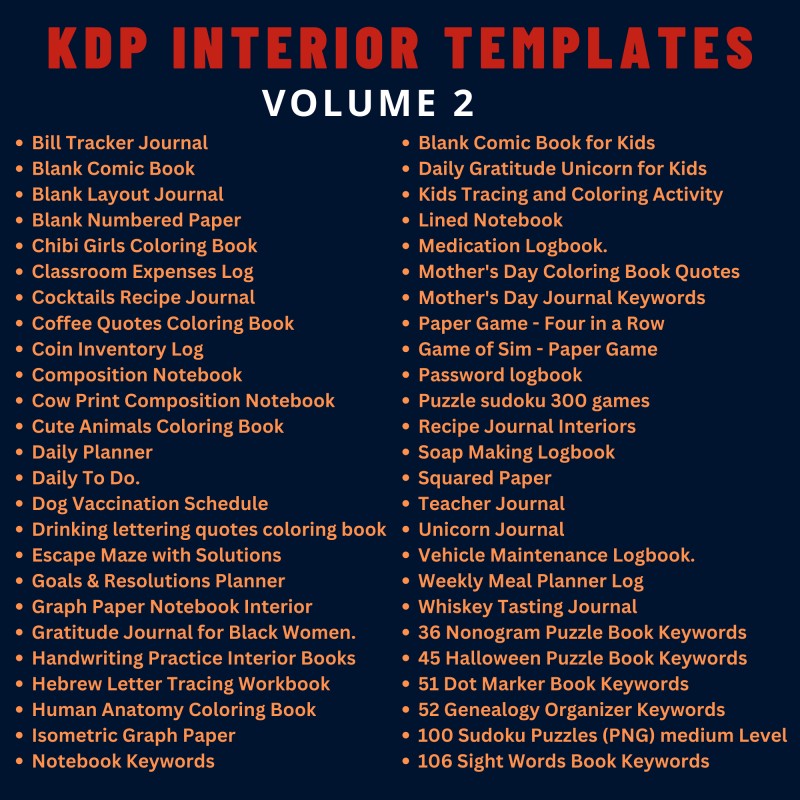 Buy Amazon KDP Interior Templates - Volume 2 by KDP Toolsets on Selar