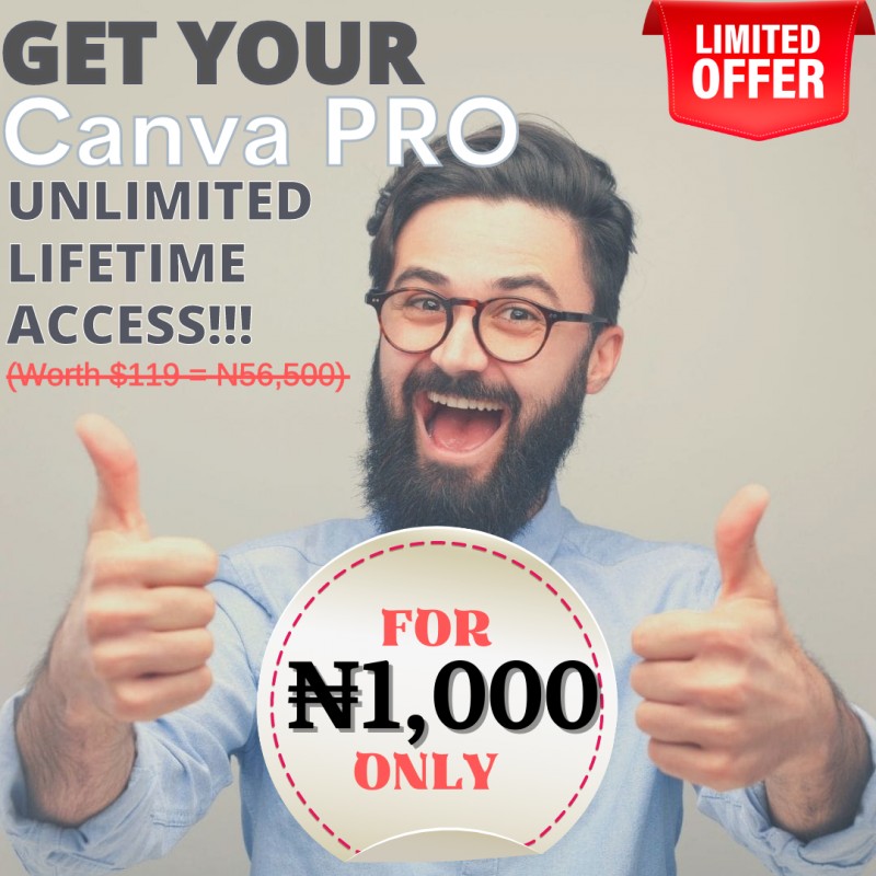 Buy Canva PRO Unlimited Lifetime Access by The Side Hustler's Corner on Selar