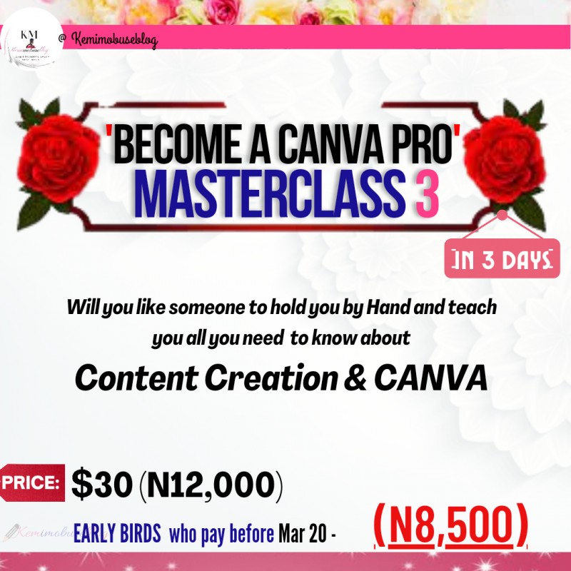 Buy CANVA pro Masterclass 3 by Kemi Mobuse on Selar