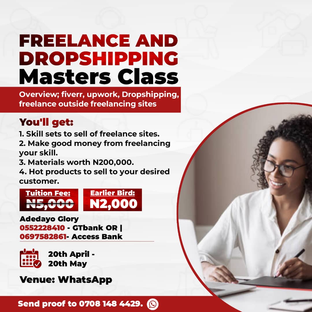 Buy Freelance and Dropshipping masterClass by Adedayo Glory on Selar