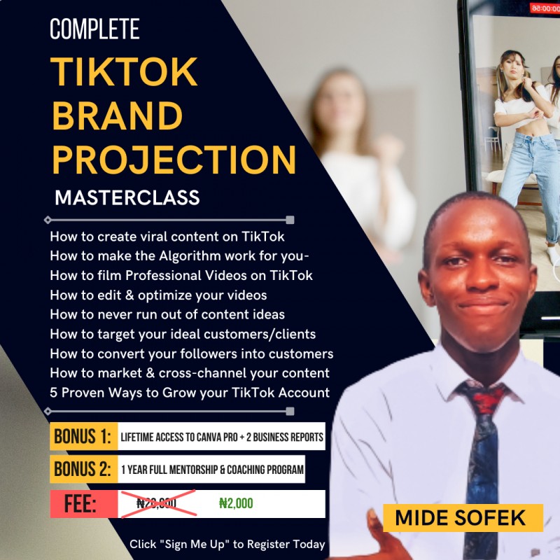 Buy TikTok Brand Projection Masterclass by Mide Sofek on Selar