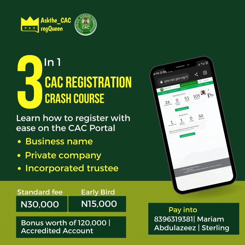 Buy 3 in 1 CAC registration by Mariam Abdulazeeez on Selar