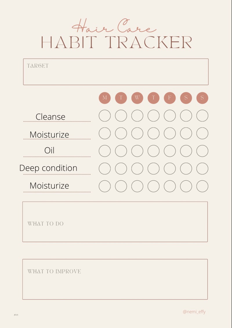 Get Hair Care Habit Tracker by Inemesit Akpan on Selar