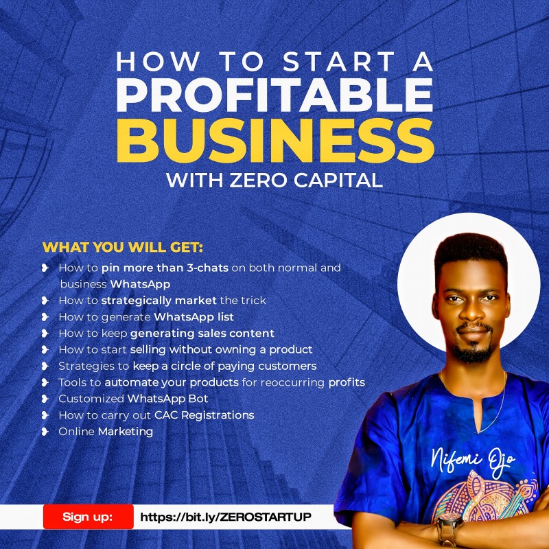 Buy HOW TO START A PROFITABLE BUSINESS WITH ZERO CAPITAL by Nifemi Ojo on Selar