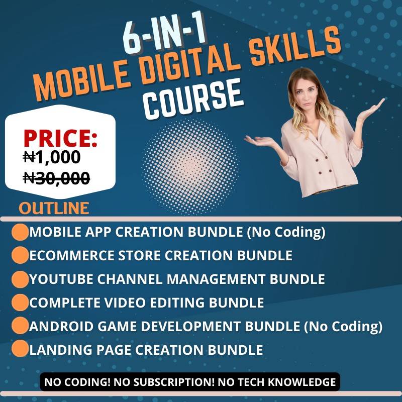 Buy 6 TOP MOBILE DIGITAL SKILLS COURSE by Olag Enterprises on Selar