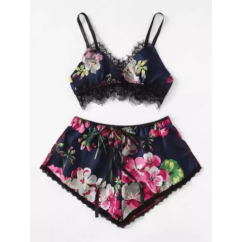 Buy 2 Piece Sexy Satin Lingerie Sleep Wear Night Gown - Multicolour by ...