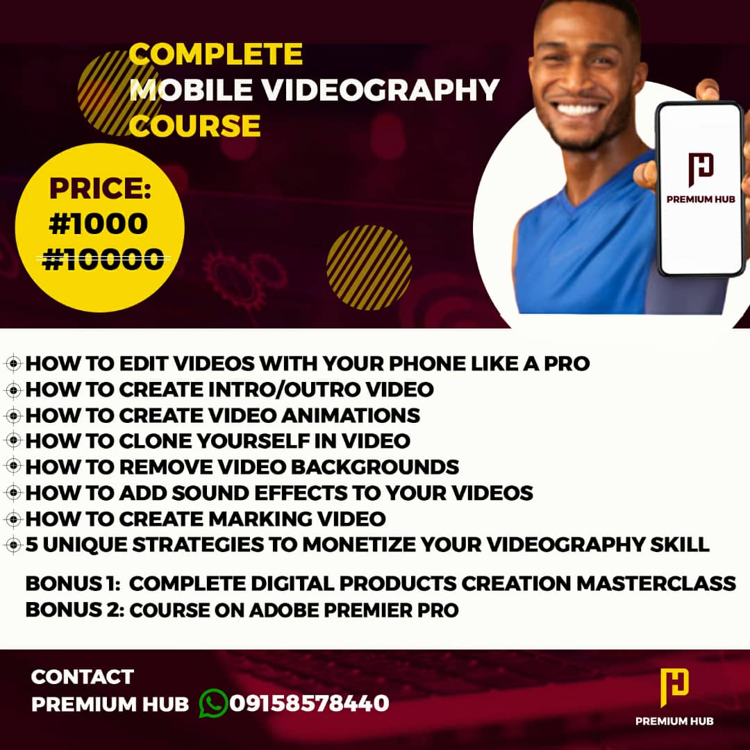 Buy Mobile videography course by Premium Hub on Selar