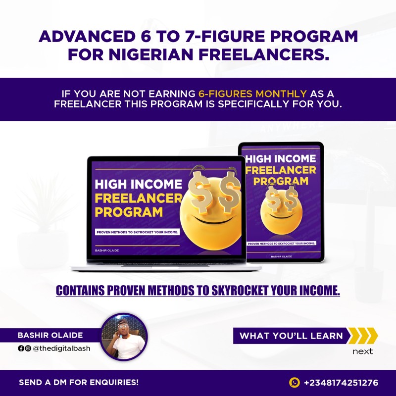 Buy HIGH INCOME FREELANCER PROGRAM by Bashir Olaide on Selar.co