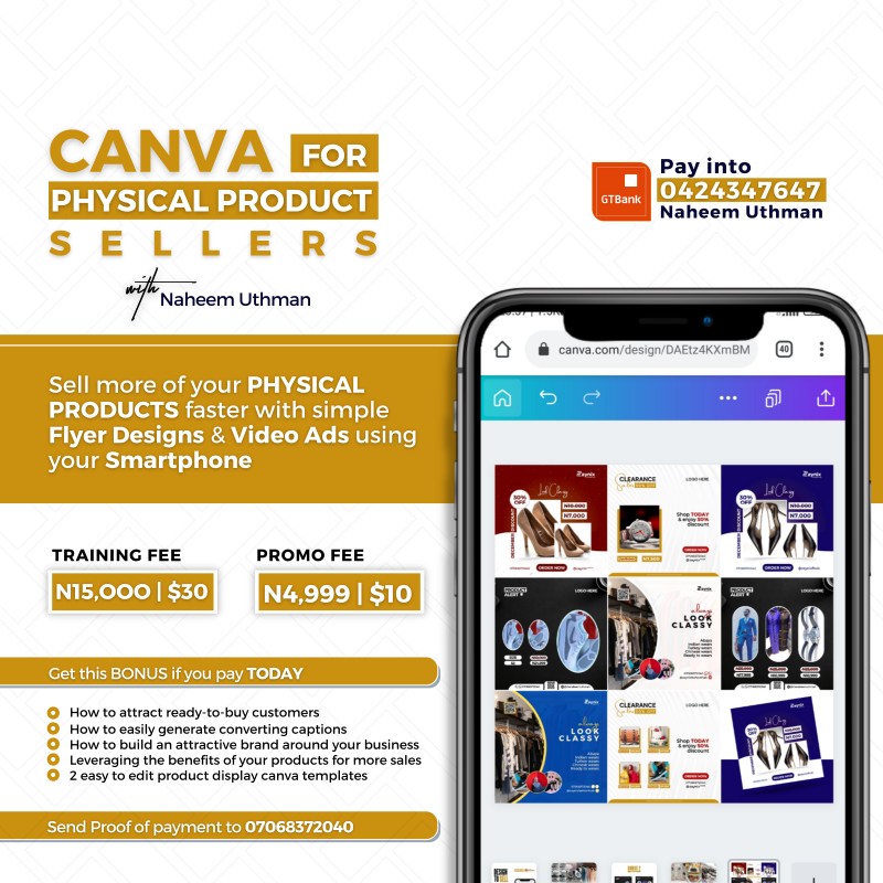Buy Canva for Physical Product Sellers by Naheem Uthman on Selar