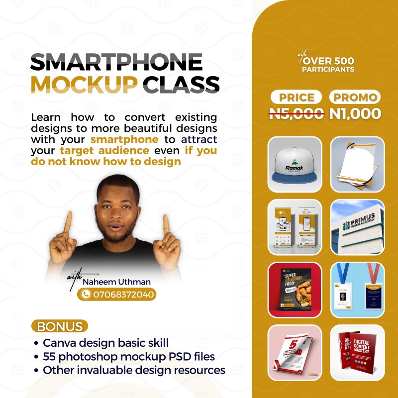 Buy Smartphone Mockup Course by Naheem Uthman on Selar