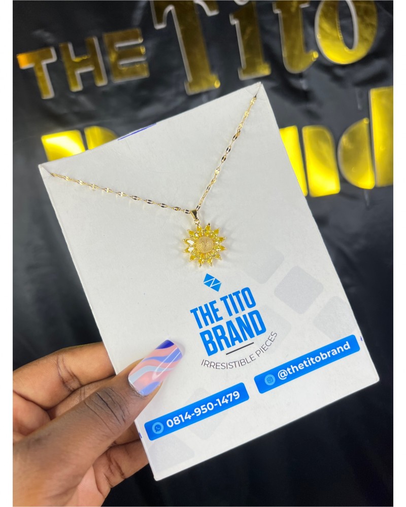 Buy Yellow Diamond Sunflower Gold Neckpiece by TheTitoBrand on Selar