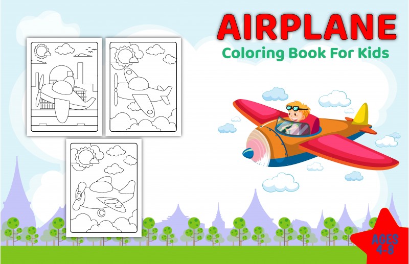 Buy Airplane Coloring Pages with Cover Vol-2 by Glim Kite on Selar