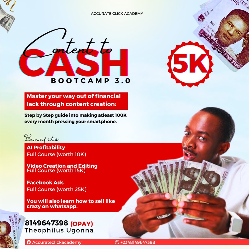 Buy CONTENT TO CASH COURSE by Theophilus Ugonna on Selar