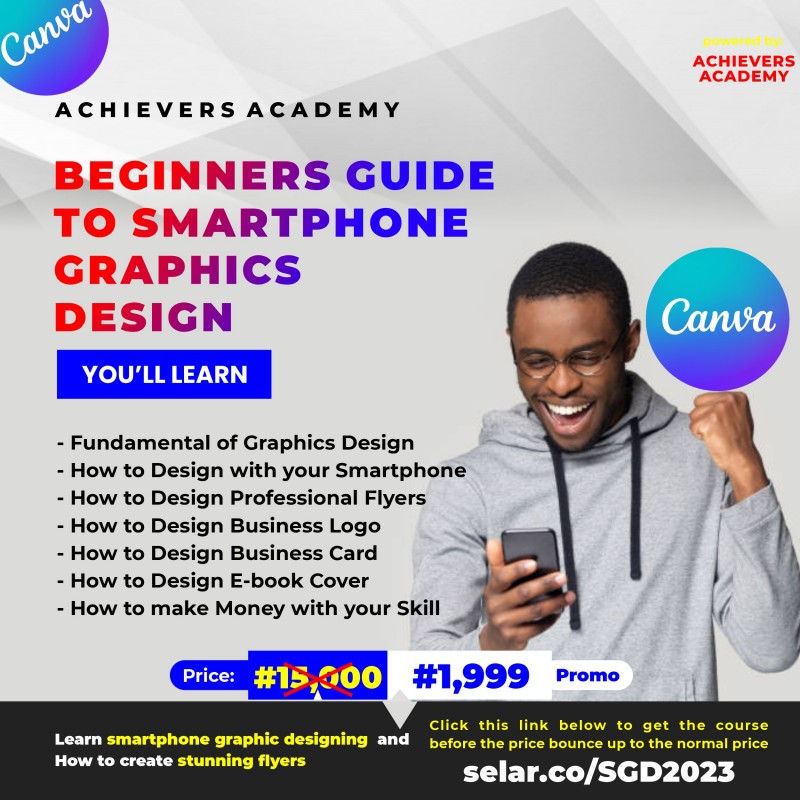Buy SMARTPHONE GRAPHICS DESIGN COURSE copy by Achievers-Hub on Selar