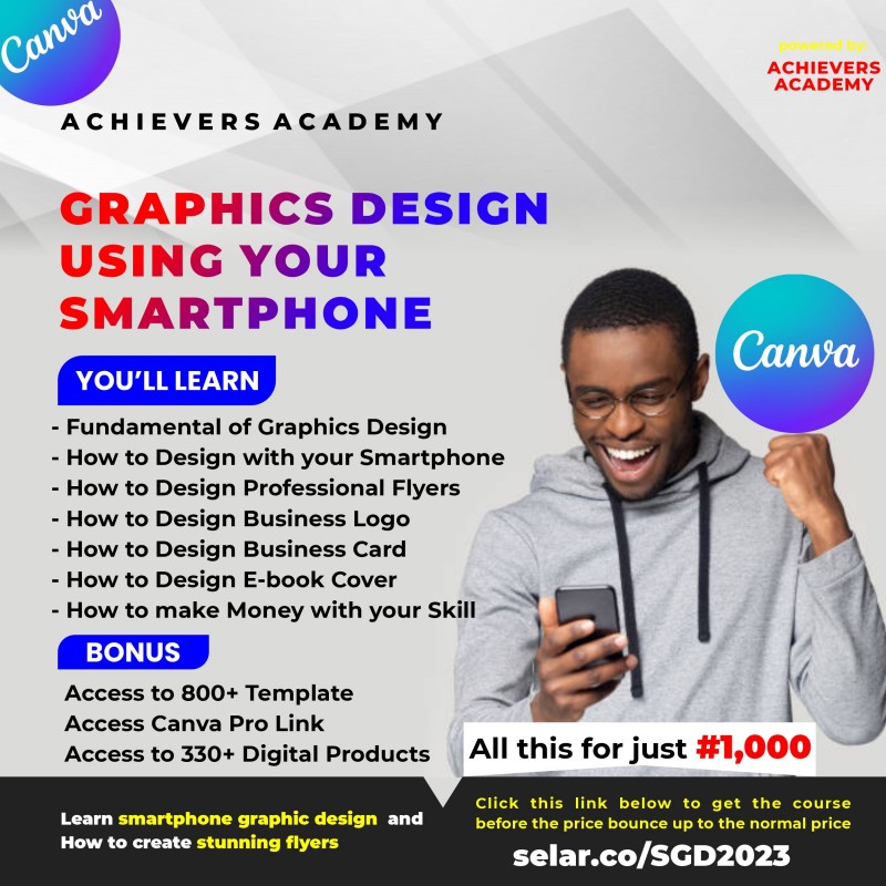 Buy SMARTPHONE GRAPHICS DESIGN COURSE by Achievers-Hub on Selar