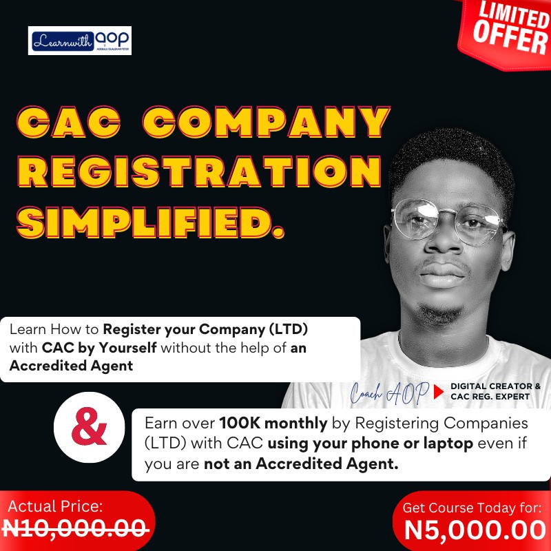Buy CAC COMPANY REGISTRATION COURSE (PDF & VIDEO) by Adebulu Olalekan ...