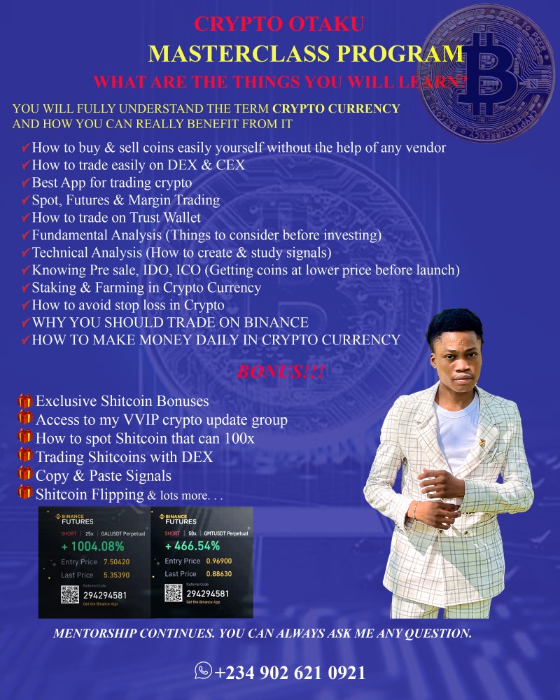 Buy CRYPTO OTAKU MASTERCLASS PROGRAM (COMP) by adewale afifabi on Selar