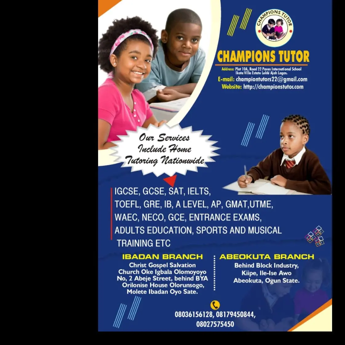 Buy Champions Tutor Online and Home Tutoring by Akanji Korede on Selar