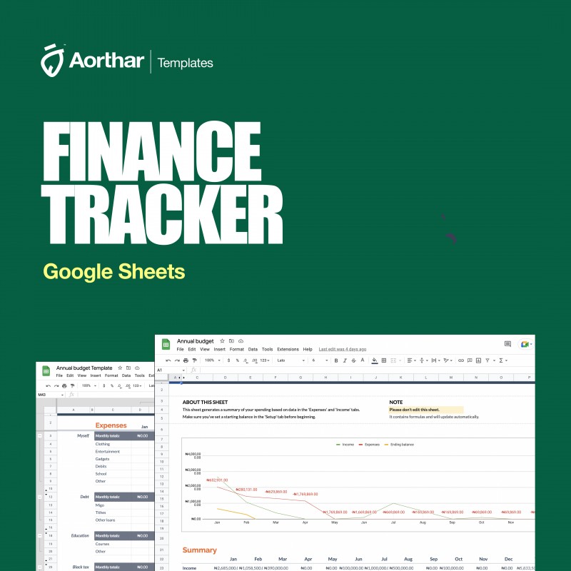 Buy Finance Tracker Template by Aorthar Design Agency on Selar
