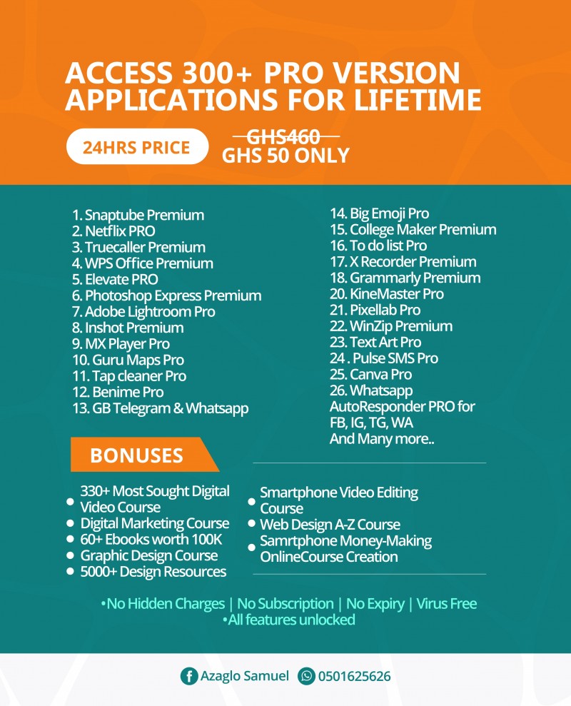 Buy 300+ Premium Apps by Samuel Azaglo on Selar