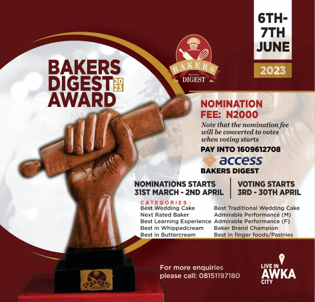 Buy BAKERS DIGEST AWARDS VOTING by Southeast cake exhibition on Selar