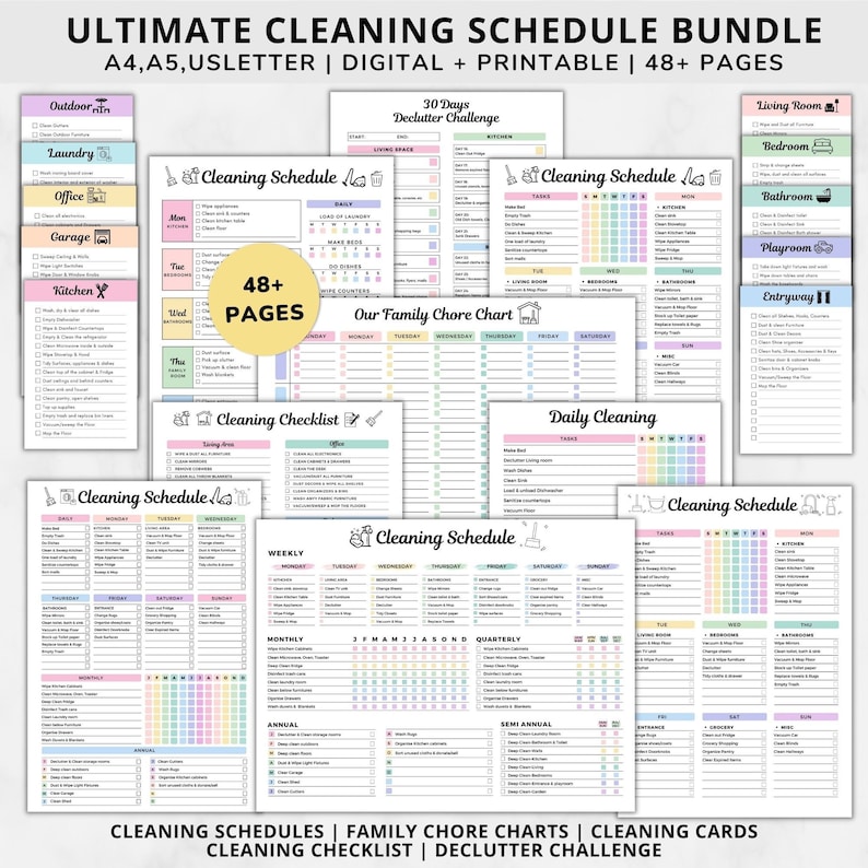 Buy Ultimate Cleaning schedule bundle editable,Cleaning Planner Bundle ...