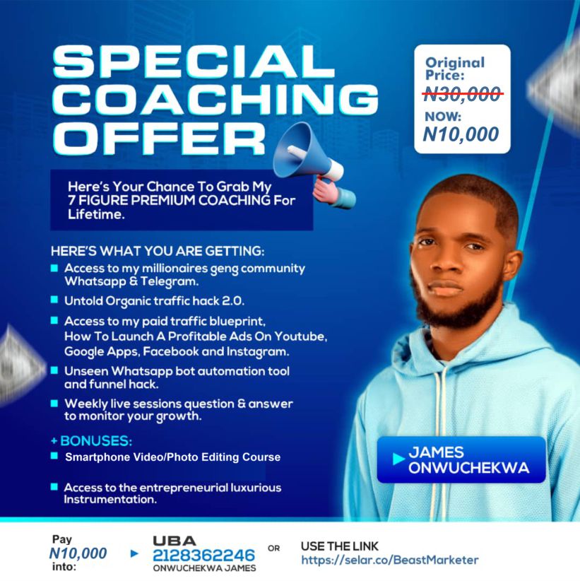 Buy 7 Figure Affiliate Marketing Coaching by James Onwuchekwa on Selar