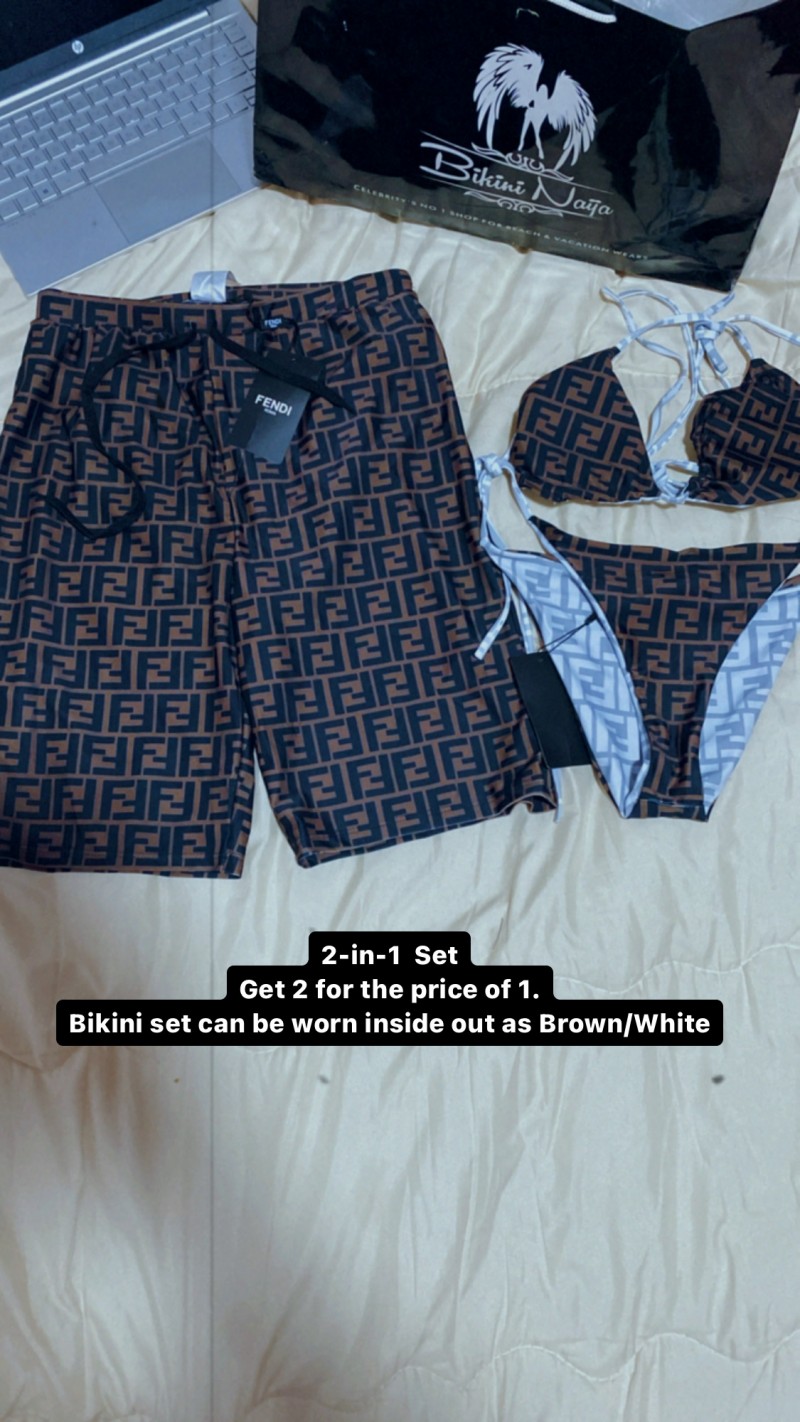Buy 2-in-1 Fendi 2 piece bikini set (can be worn inside/out as Brown or ...