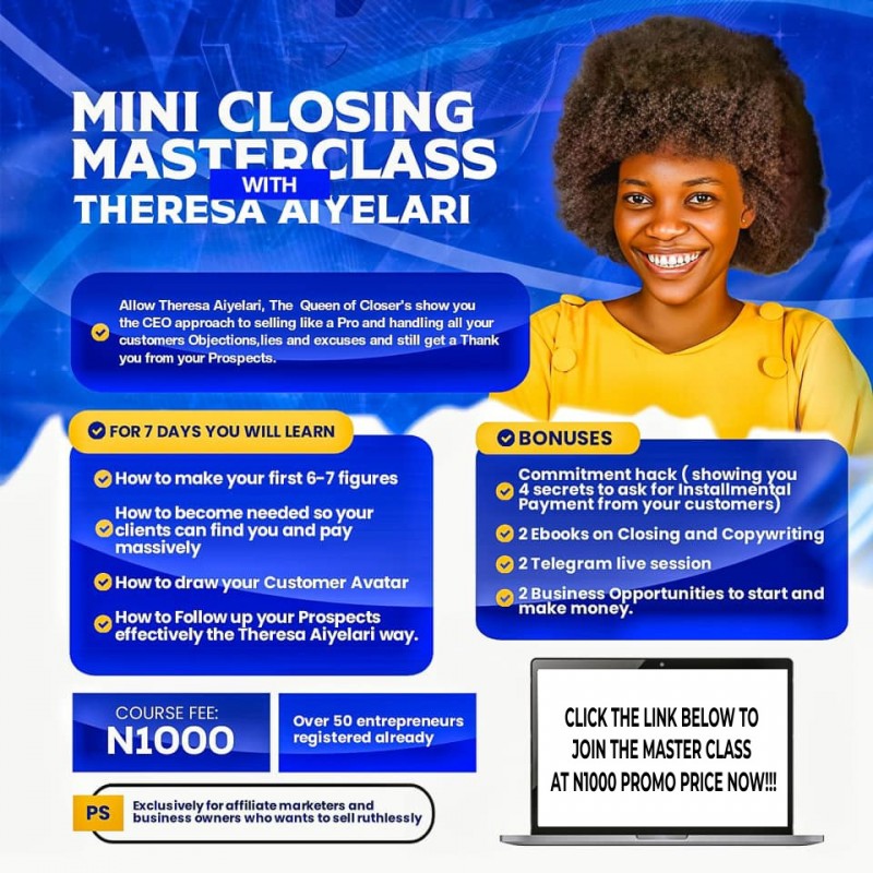 Buy Mini Closing Masterclass by Billionaire Digitals on Selar