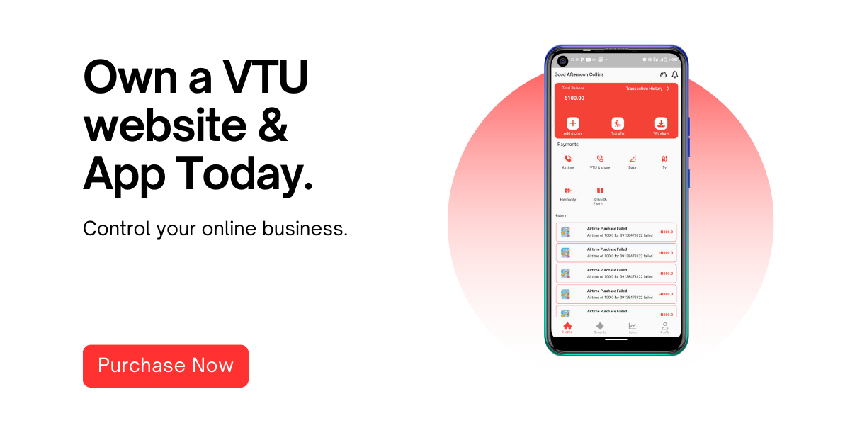 Buy PURCHASE VTU SOURCE CODE FOR IOS, ANDROID AND WEBSITE by Ikenna ...
