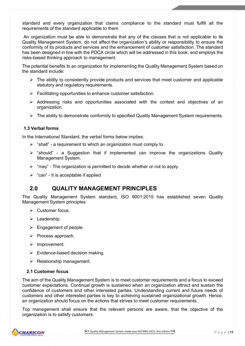 Buy ISO 9001:2015 Quality Management System made easy book by Charicon Contracting Nigeria ...