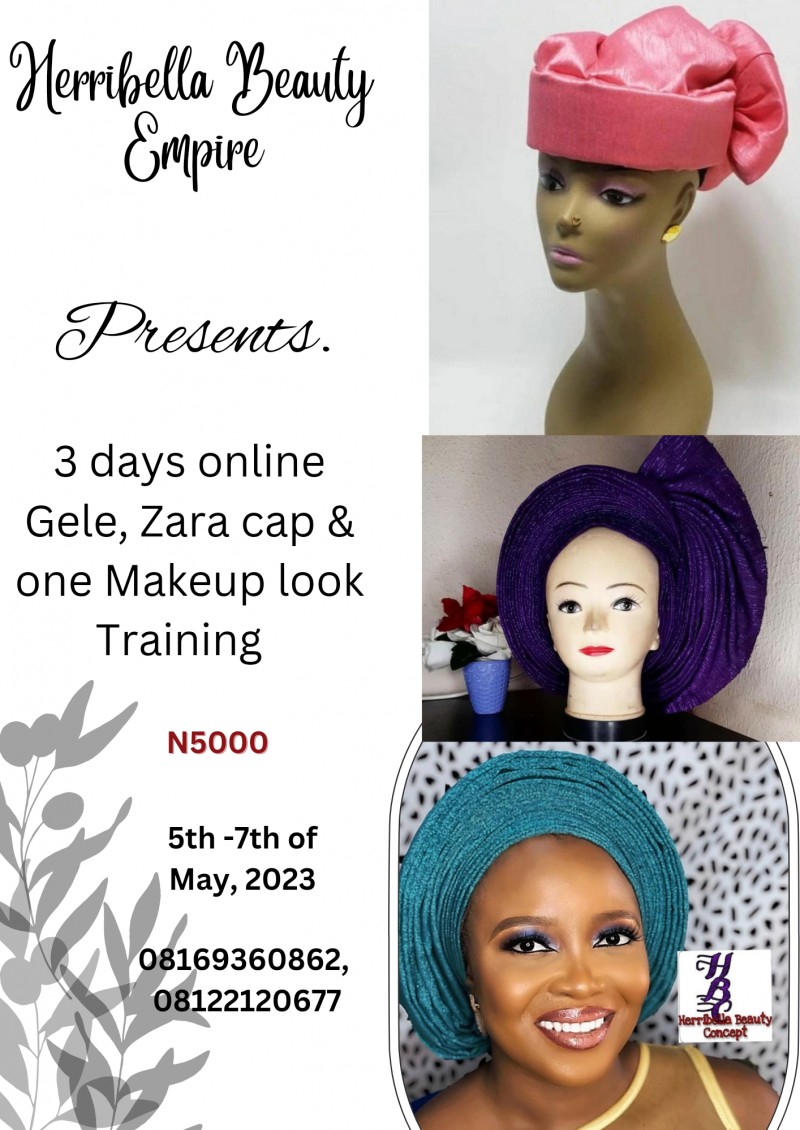 Buy Makeup, Zara cap and GELE TRAINING (Learn 3 skills) by Herribella ...