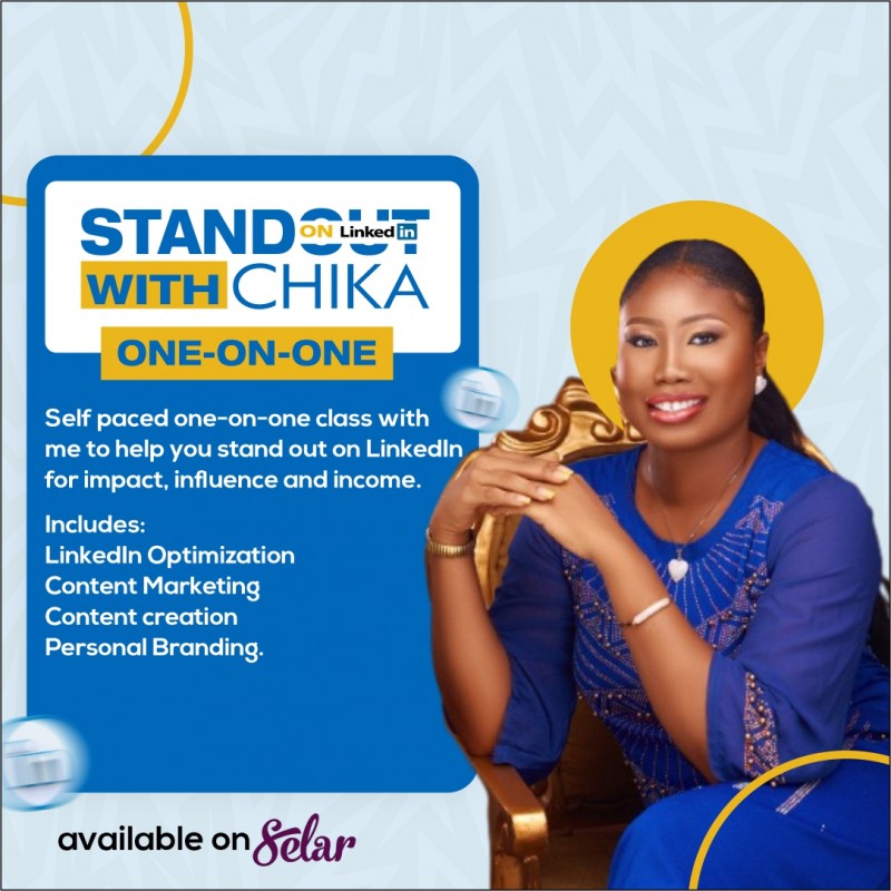 Buy STANDOUT ON LINKEDIN WITH CHIKA (One-on-one session) by Chika Ike-ojukwu on Selar