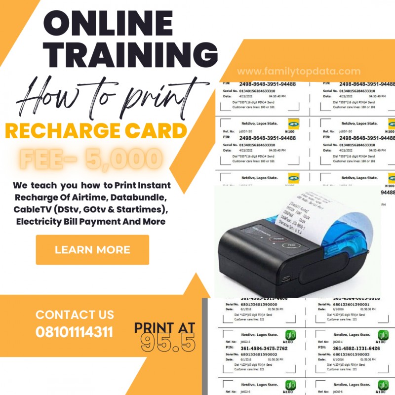 Buy RECHARGE CARD PRINTING MASTER CLASS by Chinasa Ndukwe on Selar