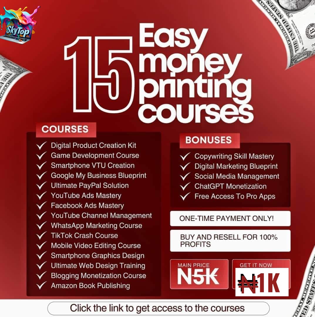 Buy 15 Easy Money Printing Courses by Djem Digital Courses on Selar