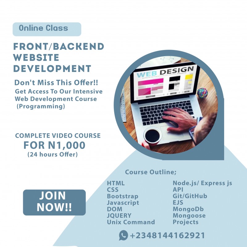 Buy Complete Web Development Course by Dennis Osazuwa on Selar