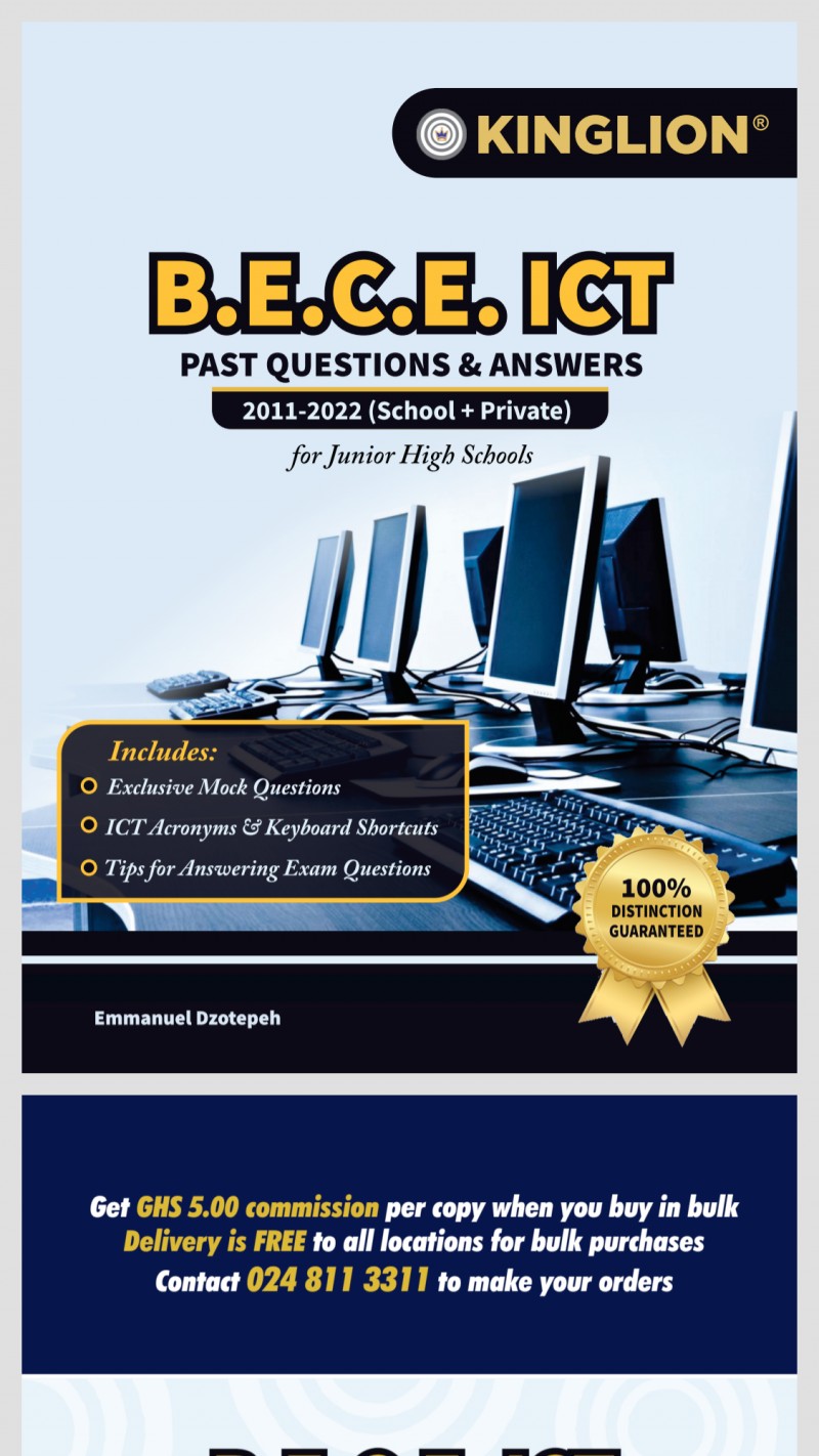 Buy ICT PASS QUESTIONS FOR BECE CANDIDATES by Derrick Amoako Kofi on Selar