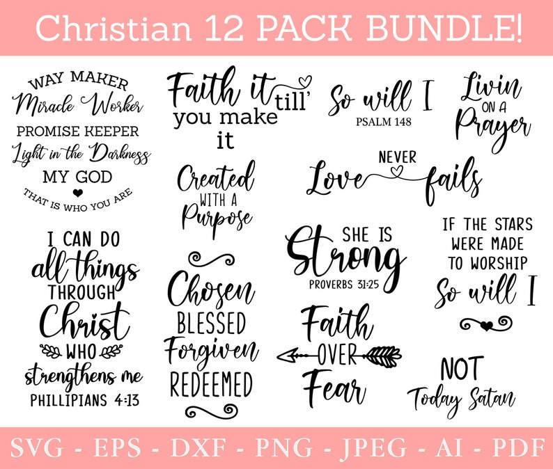 Buy Christian Bundle SVG, Scripture Bundle, Instant Download, Bible ...