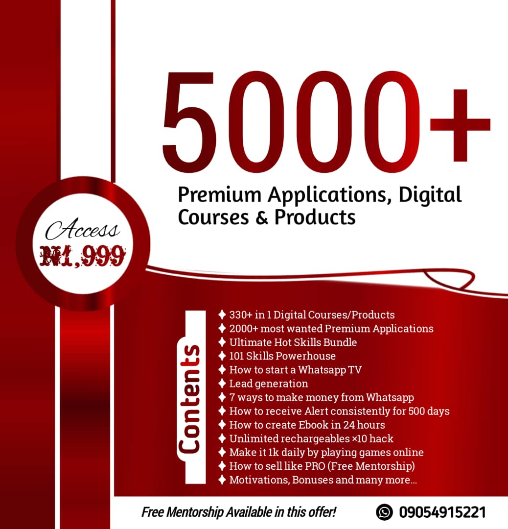 Buy 500+ PREMIUM PRODUCTS, APPS & COURSES by Chukwunuru Anointing on Selar