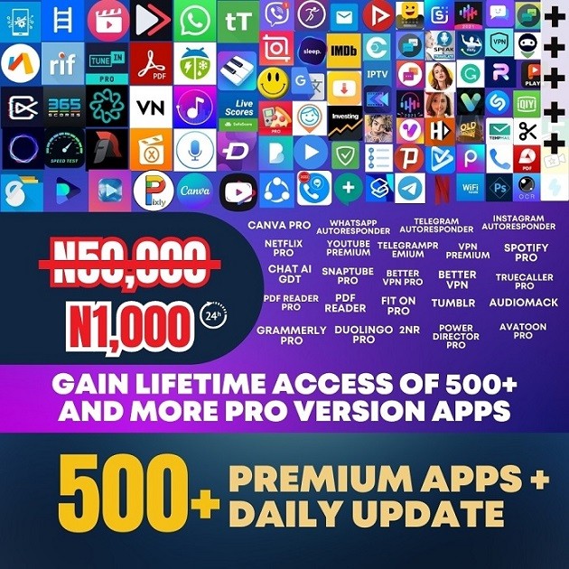 Buy 500+ EXCLUSIVE PREMIUM APPS + BONUSES by DiggiTech Store on Selar