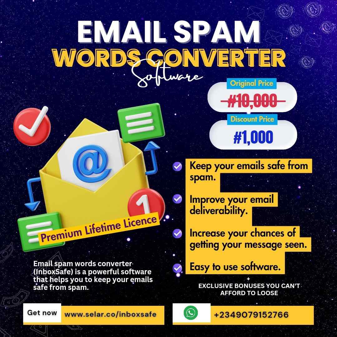Buy Email Spam Words Converter Software (Inboxsafe) by Diggitech AJ on Selar