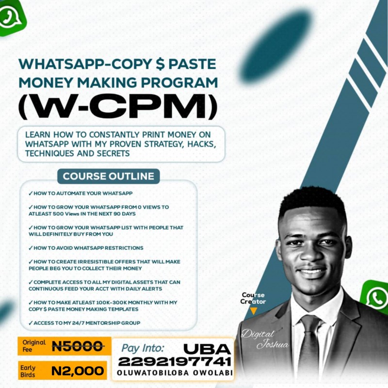 Buy WHATSAPP-COPY $ PASTE MONEY MAKING PROGRAM (W-CPM) by Digital ...
