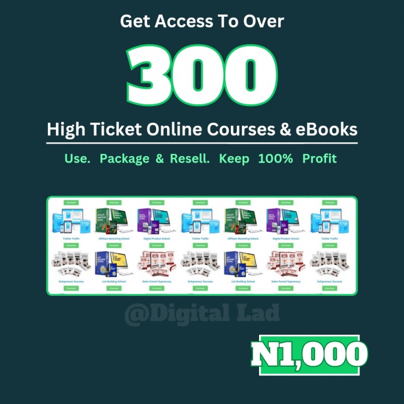 Buy Get Access To Over 300 Online Courses & eBooks and Resell as Your Own by DIGITAL LAD on Selar