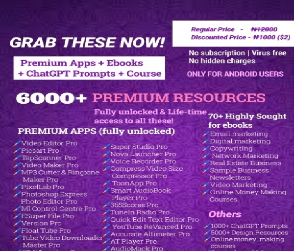 Buy 6000+ PREMIUM RESOURCES by Fortune Ihunweze on Selar
