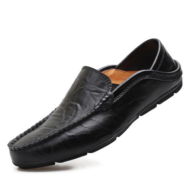 Buy Men's comfortable loafers soft leather slip on shoe- Black by Don ...