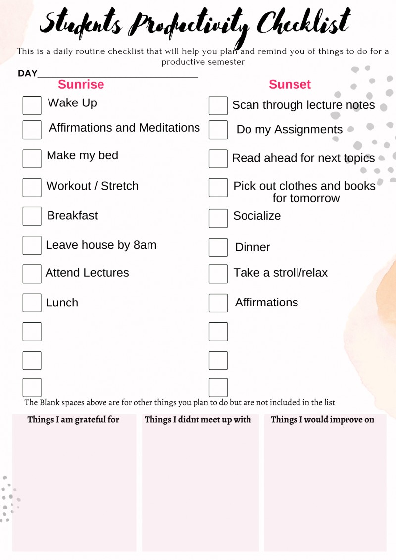 Buy Student daily planner/checklist by Oluwaseun Oyesanya-Ajogwu on Selar