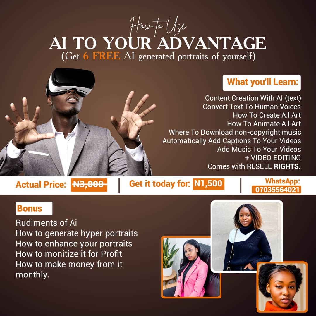 Buy AI REALISTIC PORTRAIT (Use AI to your advantage) by Ezenwa Chinelo L on Selar