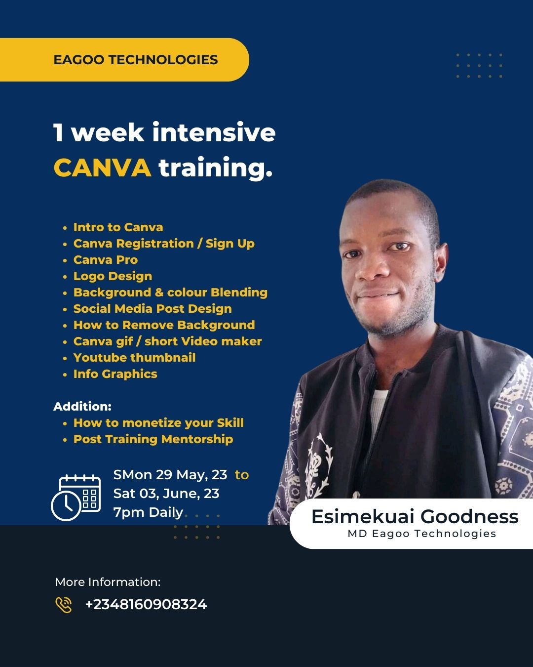 Buy 1 week Graphic Design Training Using CANVA by Esimekuai Goodness ...