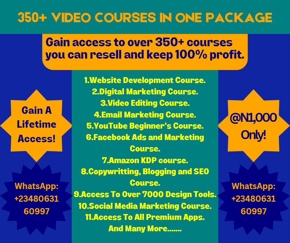 Buy 350+ VIDEO COURSES IN ONE PACKAGE! by ELO-GOD ENTERPRISE on Selar