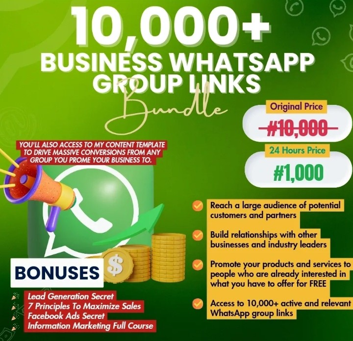 Buy 10,000+ Business Whatsapp Group Links Bundle by Elvis Digital Hub on Selar